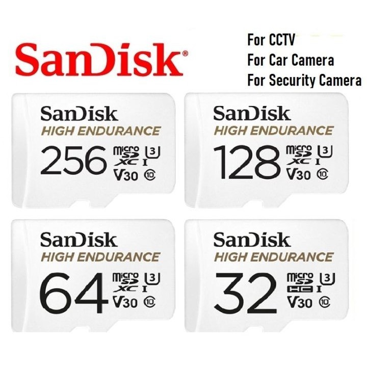 SanDisk High Endurance Micro SD 32GB 64GB 128GB 256GB 100MB s SanDisk High Endurance Micro SD 32GB 64GB 128GB 256GB 100MB s